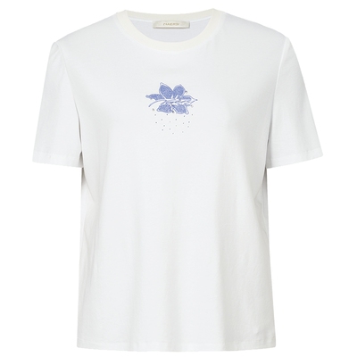 NAERSI娜尔思简约百搭100棉T恤舒适透气印花短袖夏季柔软上衣女