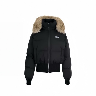 美式复古高级感收腰大毛领棉袄女