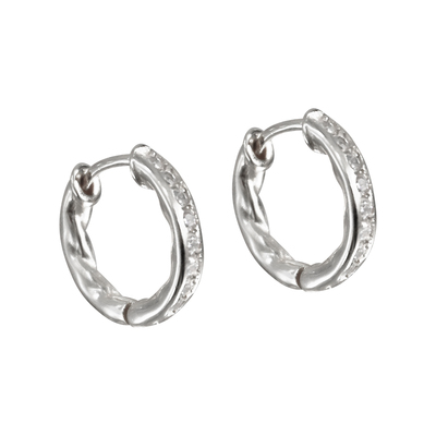 KNA珂娜「螺旋晶环」爆闪排钻耳扣S925纯银耳饰简约镶钻耳圈女