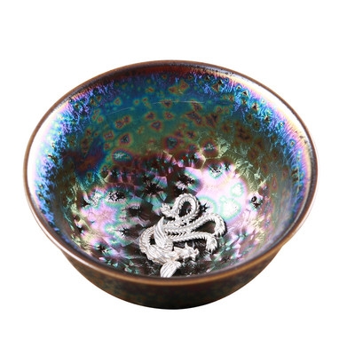 建盏七彩窑变陶瓷茶杯