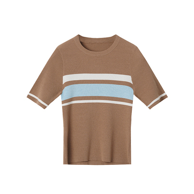 LE.SHERO原创撞色毛织短袖T恤