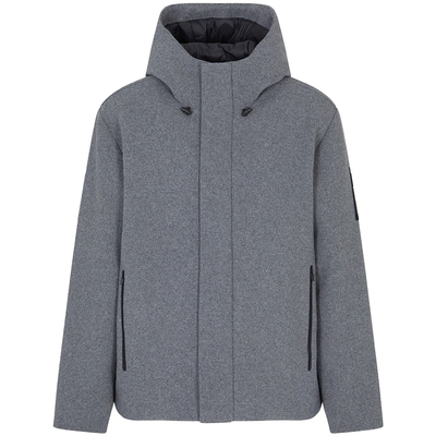 阿玛尼男士保暖羊毛连帽夹克外套