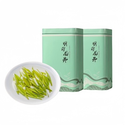龙井茶新茶西湖茶叶正宗雨前浓豆香50g绿茶明前浓香罐装产区早茶