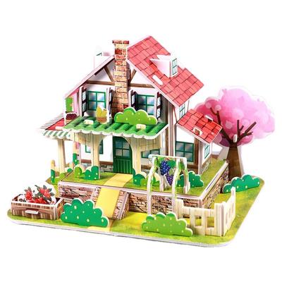 3d立体手工拼图3到6岁儿童益智拼装diy房子玩具纸质建筑小屋模型