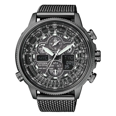 西铁城空中之鹰光动能电波表黑鹰