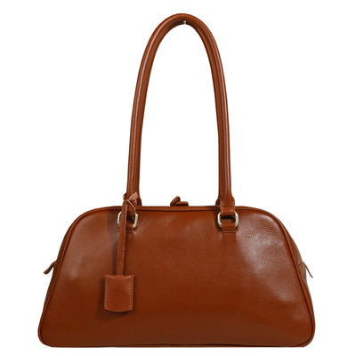 EZRO头层牛皮简约波士顿保龄球包