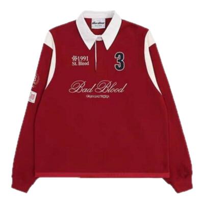 【现货】theBarnnet shell韩国小众翻领撞色卫衣女刺绣拼接运动衫