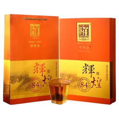 白沙溪建厂辉煌84年正宗金花茯砖茶1kg湖南安化黑茶正品礼盒茯茶