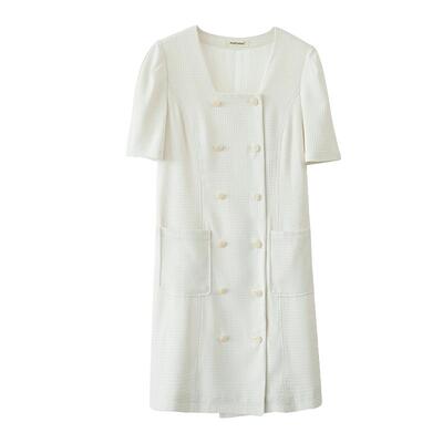 POPCHRIO小香风宽松短袖连衣裙