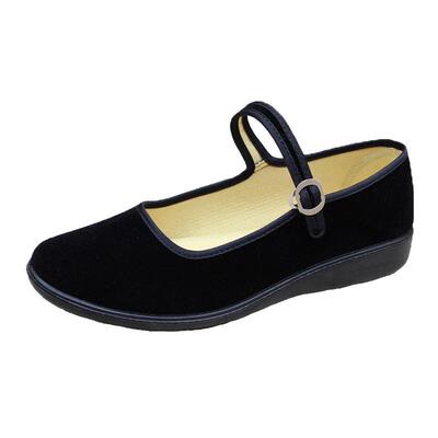 老北京黑色布鞋女平跟一带大码