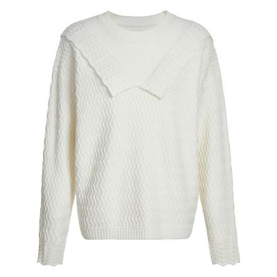 【FIVE PLUS 奥莱】针织衫女圆领设计感软糯风毛衣长袖宽松女冬装