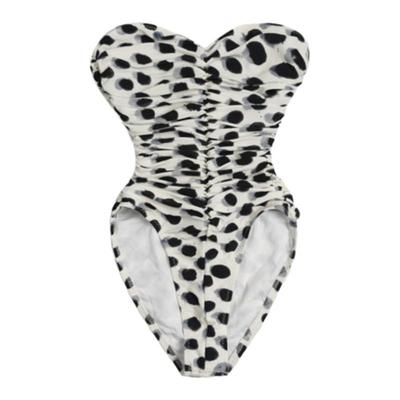 抹胸褶皱连体泳衣可外穿