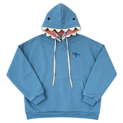 Shark hat with plush loose hoodie women 鲨鱼帽加绒宽松连帽衫
