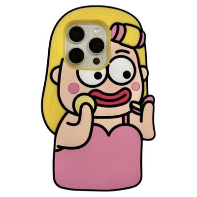 趣味搞怪立体化妆女孩苹果手机壳