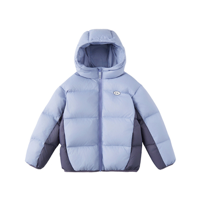 cicochild防钻绒拼色连帽羽绒服