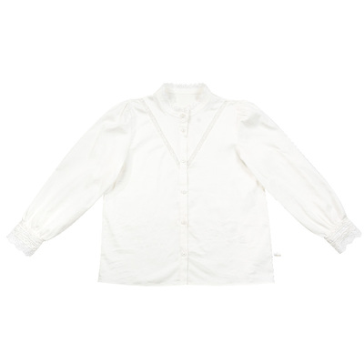 春季新款立领白色女童衬衫