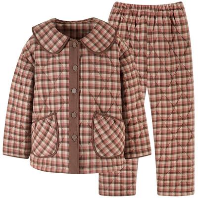 睡衣女士秋冬梭织夹棉长袖家居服