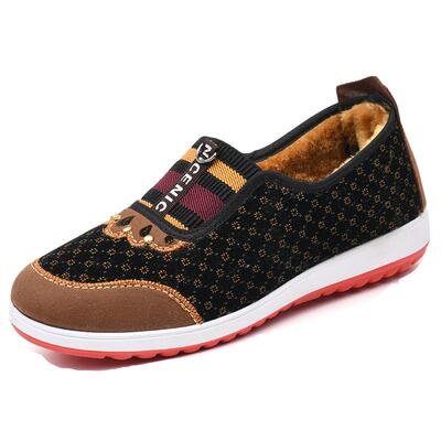 老北京棉鞋女冬季加绒保暖妈妈鞋加厚防滑一脚蹬休闲老人奶奶棉靴