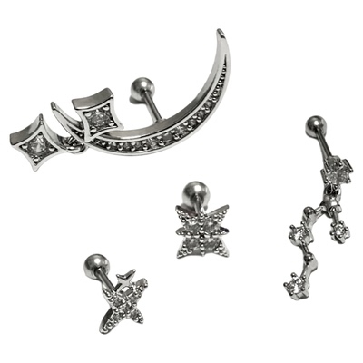 月亮星星锆石高级感钛钢耳骨钉