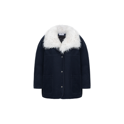 CalledBack毛领羽绒女牛仔外套