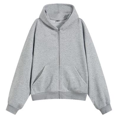 小尼力纯色boxy拉链卫衣