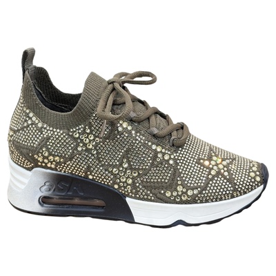 ASH厚底增高系带水钻运动鞋