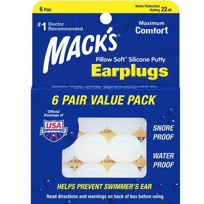 mack's硅树脂防进水降噪耳塞隔音