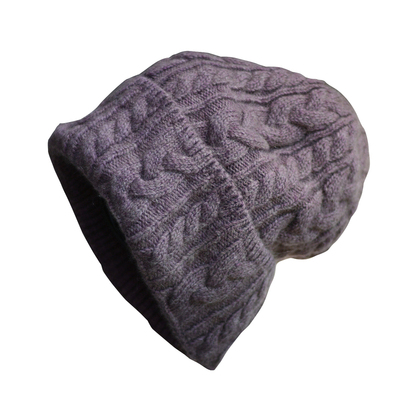 牦牛绒混纺复古麻花编织毛线帽