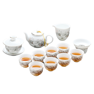 冰种玉瓷白瓷喝茶茶具茶台