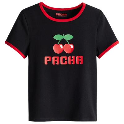 【Pacha】HM女装T恤夏季水果印花修身圆领宽松短袖上衣1257582
