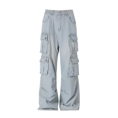 NECOYEP春秋季大口袋牛仔裤