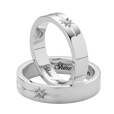 999足银材质镶钻八芒星对戒礼物