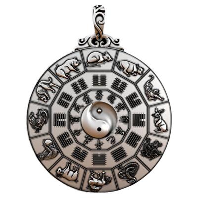太极九宫99纯银吊坠项链