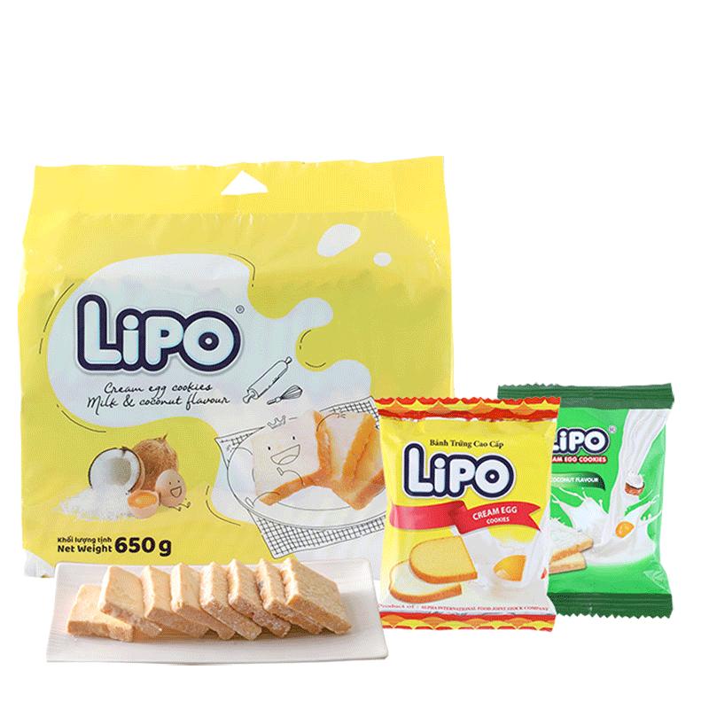 进口零食礼包越南Lipo面包干原味+椰子650g*1袋超值送礼营养早餐_虎窝淘