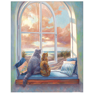 享受窗外风景猫塑料拼图3D-JP