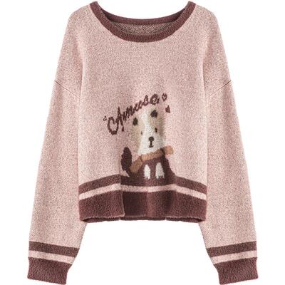 LAGOGO拉谷谷圆领萌趣小狗针织衫