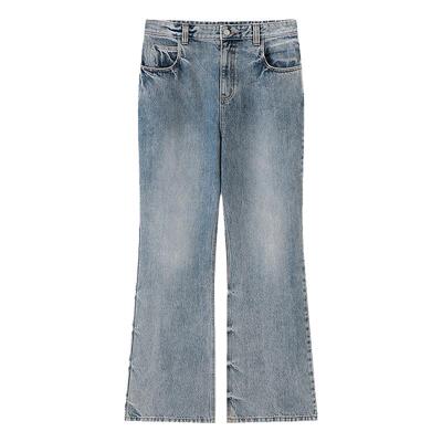 NUMBER HERE重水洗工艺微喇叭口版型宽松修饰腿型休闲牛仔长裤男