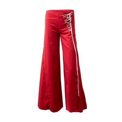 BlingCharm*时髦复古百搭低腰绑带直筒宽松拖地休闲阔腿斜纹长裤