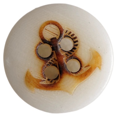 自然色象牙棕榈带烧焦感船锚纽扣