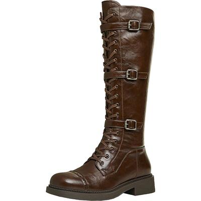 天美意冬新款商场同款长筒靴系带显瘦百搭女骑士靴BK251DG4