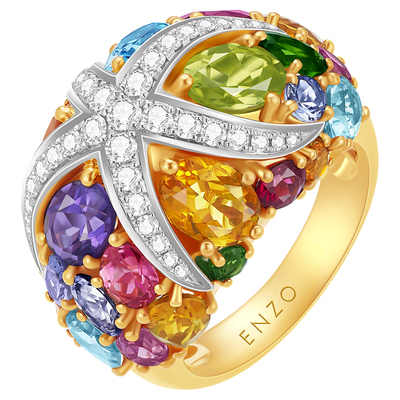 ENZO18K金多彩宝石钻石戒指