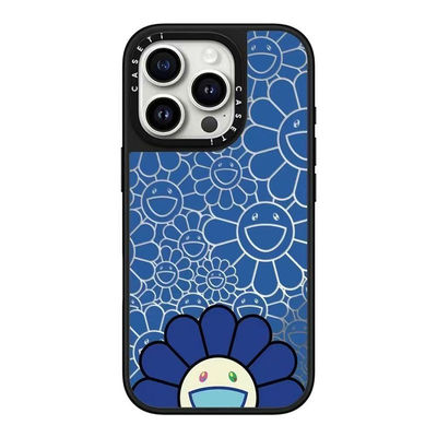 CASE联名蓝色探头太阳花适用17promax手机壳iPhone16pro苹果15plusMagSafe磁吸14p镜面C家13潮流12村上隆11