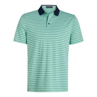 代购GFORE HERRINGBONE STRIPE绿色条纹拼色高尔夫POLO衫运动T恤