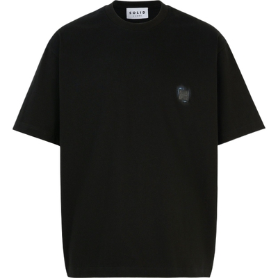 【38开门红】Solid Homme 夏季男黑色宽松印花棉质打底衫T恤