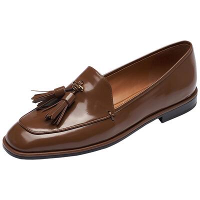 莱尔斯丹圆头舒适真皮乐福单鞋女