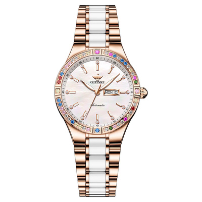 陶瓷手表女士机械表时尚轻奢女款