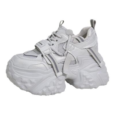 ZFCQ香港灰色厚底内增高老爹鞋女