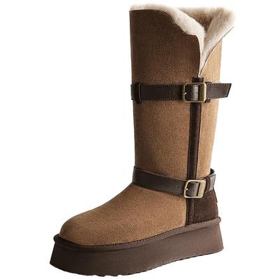 EBLAN/伊伴厚底雪地靴女长筒靴子