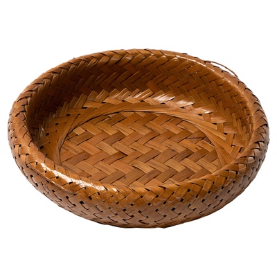 咖色复古竹编收纳篮零食篮