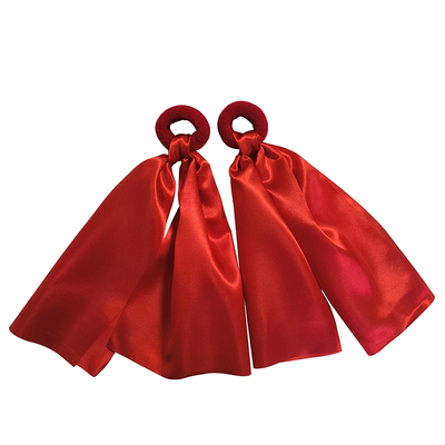 儿童成人红绸彩带红圈松紧发圈绑手环丝带道具舞蹈运动会入场表演